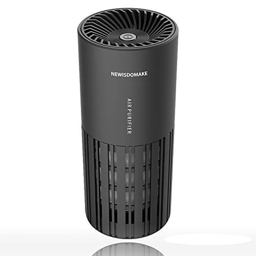 Newisdomake Air Purifiers for Bedroom Home, H13 true HEPA Car Air Purifier Cleans Air of Smoke, Pollen and Pet Dander, Suitable for Car, Table Top, Office & Traveling Use, Black Portable Air Purifier