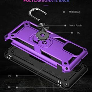 Androgate for Galaxy A03S Case, Samsung A03S Case with HD Screen Protector, Military-Grade Ring Holder Stand Car Mount 15ft Drop Tested Cover Phone Case for Samsung Galaxy A03s, Purple