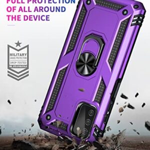 Androgate for Galaxy A03S Case, Samsung A03S Case with HD Screen Protector, Military-Grade Ring Holder Stand Car Mount 15ft Drop Tested Cover Phone Case for Samsung Galaxy A03s, Purple