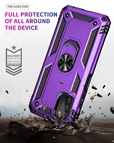 Androgate for Galaxy A03S Case, Samsung A03S Case with HD Screen Protector, Military-Grade Ring Holder Stand Car Mount 15ft Drop Tested Cover Phone Case for Samsung Galaxy A03s, Purple