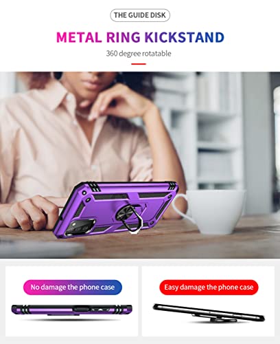 Androgate for Galaxy A03S Case, Samsung A03S Case with HD Screen Protector, Military-Grade Ring Holder Stand Car Mount 15ft Drop Tested Cover Phone Case for Samsung Galaxy A03s, Purple