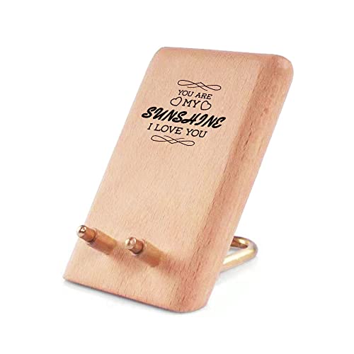 You are My Sunshine Wooden Mobile Phone Holder, Convenient Charging Cell Phone Stand, Beech Portable Desktop Smartphone Stand. Wooden Ipad Stand. Sister Gift, Birthday Gift, Couple Gift. (1PCS)