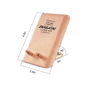 You are My Sunshine Wooden Mobile Phone Holder, Convenient Charging Cell Phone Stand, Beech Portable Desktop Smartphone Stand. Wooden Ipad Stand. Sister Gift, Birthday Gift, Couple Gift. (1PCS)