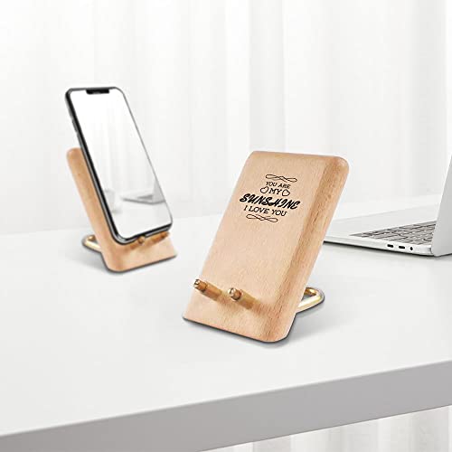 You are My Sunshine Wooden Mobile Phone Holder, Convenient Charging Cell Phone Stand, Beech Portable Desktop Smartphone Stand. Wooden Ipad Stand. Sister Gift, Birthday Gift, Couple Gift. (1PCS)