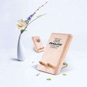 You are My Sunshine Wooden Mobile Phone Holder, Convenient Charging Cell Phone Stand, Beech Portable Desktop Smartphone Stand. Wooden Ipad Stand. Sister Gift, Birthday Gift, Couple Gift. (1PCS)