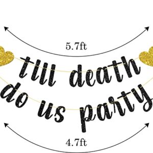 Belrew Till Death Do Us Party Banner, Engagement Party Decor, Bridal Shower Party Decoration Supplies, Glittery Black