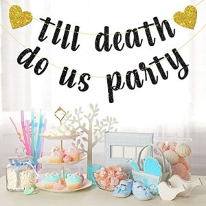 Belrew Till Death Do Us Party Banner, Engagement Party Decor, Bridal Shower Party Decoration Supplies, Glittery Black