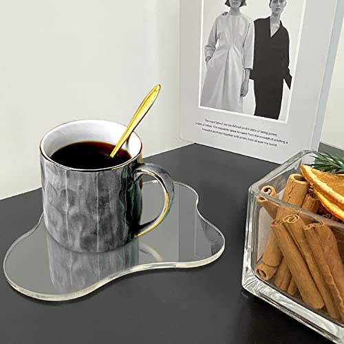 Acrylic Irregular Coaster, Creative Decorative Plate Coaster Mug Pad Coffee Cup Coaster Dining Table Ornaments Shooting Props (Transparent)