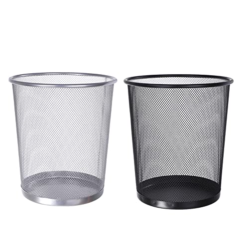 Household Metal mesh Trash can Office Round Trash can Household Trash Basket Kitchen Storage Bucket