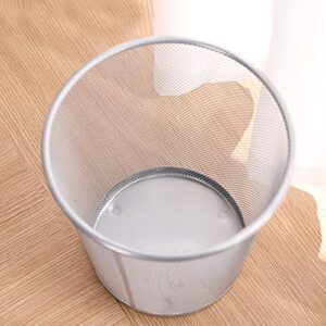 Household Metal mesh Trash can Office Round Trash can Household Trash Basket Kitchen Storage Bucket