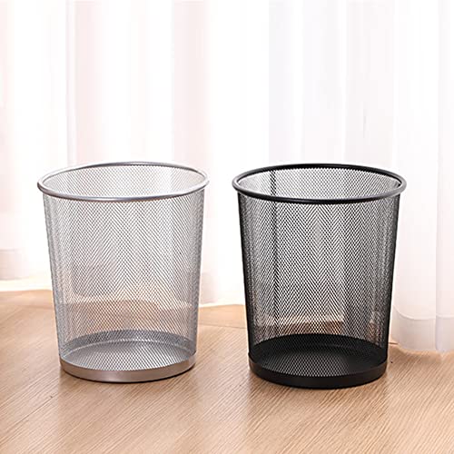 Household Metal mesh Trash can Office Round Trash can Household Trash Basket Kitchen Storage Bucket