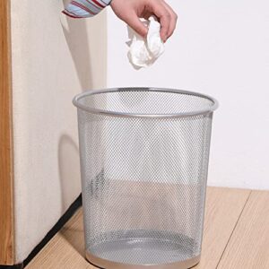 Household Metal mesh Trash can Office Round Trash can Household Trash Basket Kitchen Storage Bucket