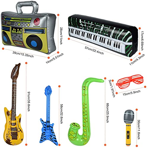 Pulchra Inflatable Instruments Set 22Pcs, Inflatable Guitar for Kids, Fun Musical Instruments Accessories Inflatable Props for Birthday Party Favors Decoration Photo Booth, with Air Pump