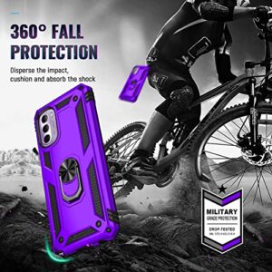 Androgate Moto G Stylus 2022 4G Case - Military-Grade Metal Ring Kickstand, 15ft Drop Tested, Shockproof with HD Screen Protector, Purple