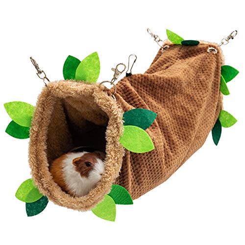 Guinea Pig Tunnel Hammock - Soft Fleece Rat Hammock Hideout for Hamster Ferret Chinchilla Hedgehog Squirrel Small Animals - Swing Pet Hammock House Habitat Cage Accessories for Playing Sleeping