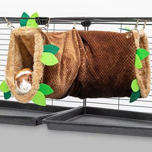 Guinea Pig Tunnel Hammock - Soft Fleece Rat Hammock Hideout for Hamster Ferret Chinchilla Hedgehog Squirrel Small Animals - Swing Pet Hammock House Habitat Cage Accessories for Playing Sleeping