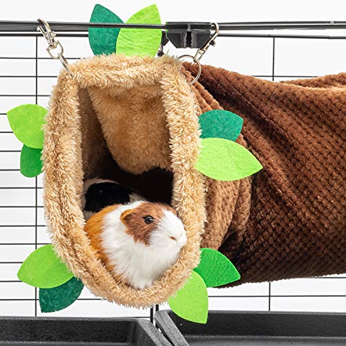 Guinea Pig Tunnel Hammock - Soft Fleece Rat Hammock Hideout for Hamster Ferret Chinchilla Hedgehog Squirrel Small Animals - Swing Pet Hammock House Habitat Cage Accessories for Playing Sleeping