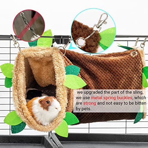 Guinea Pig Tunnel Hammock - Soft Fleece Rat Hammock Hideout for Hamster Ferret Chinchilla Hedgehog Squirrel Small Animals - Swing Pet Hammock House Habitat Cage Accessories for Playing Sleeping