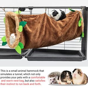 Guinea Pig Tunnel Hammock - Soft Fleece Rat Hammock Hideout for Hamster Ferret Chinchilla Hedgehog Squirrel Small Animals - Swing Pet Hammock House Habitat Cage Accessories for Playing Sleeping