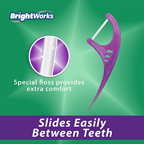 Brightworks Soft Slide Flossers - for Tight Spaces and Extra Comfort with Fresh Mint - 270 Count