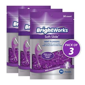 Brightworks Soft Slide Flossers - for Tight Spaces and Extra Comfort with Fresh Mint - 270 Count