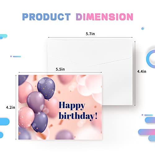 Feelfine 32 Pack Birthday Cards, 4.2x5.5 Inches Birthday Cards Bulk, Blank Birthday Card with Envelopes and Stickers for Women Men and Kids