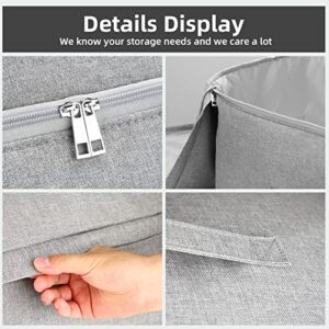 Eruna 2 Pack Extra Large Storage Bag 3 Layer Thick Oxford, Closet Organizer for Duvets, Down Jackets, Comforters, Blankets, Clothes, Pillows, Washable Breathable Odorless Moisture Resistant, Grey