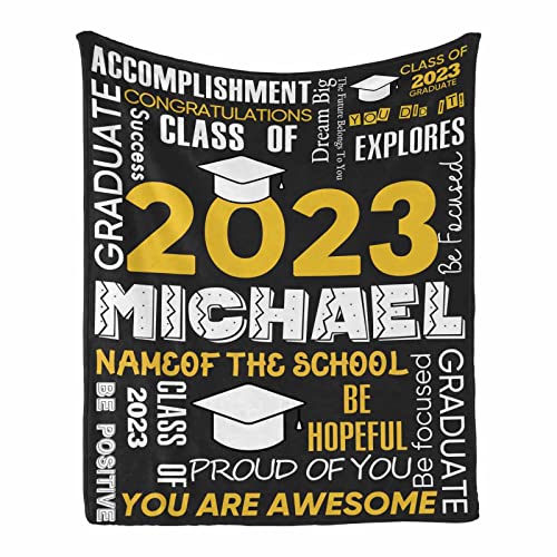 InterestPrint Personalized Blanket Graduation, College Graduate, High School Class of 2023 for Graduating Blanket Throws