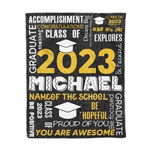 InterestPrint Personalized Blanket Graduation, College Graduate, High School Class of 2023 for Graduating Blanket Throws