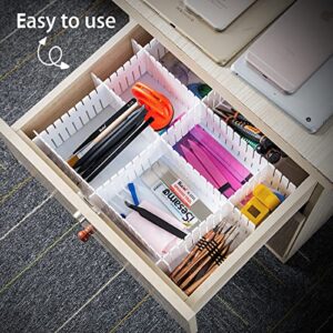 Ptanok 45 Pack Drawer Dividers, Plastic Adjustable Drawer Storage Organizer for Tidying Clutter Socks, Underwear, Makeup, Kitchen, Dresser White