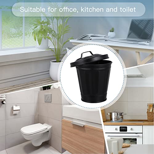 POPETPOP Small Trash Can, Mini Wastebasket with Lid Desk Organizer Storage Bin Pen Holder Desktop Trash Bin Storage Box