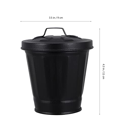 POPETPOP Small Trash Can, Mini Wastebasket with Lid Desk Organizer Storage Bin Pen Holder Desktop Trash Bin Storage Box