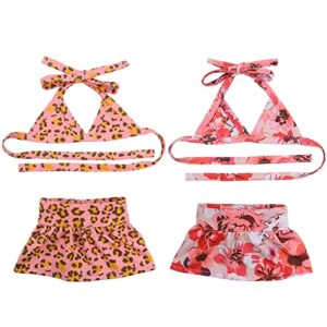 2-Pack Dog Bikini Swimsuit，Puppy Summer Beach Dress Doggie Swimwear, Rainbow/Mermaid/Floral/Leopard Dog Bathing Suit for Small Dogs Girl, Pet Clothes Cat Costumes Swimming-Dress