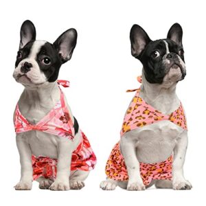 2-Pack Dog Bikini Swimsuit，Puppy Summer Beach Dress Doggie Swimwear, Rainbow/Mermaid/Floral/Leopard Dog Bathing Suit for Small Dogs Girl, Pet Clothes Cat Costumes Swimming-Dress