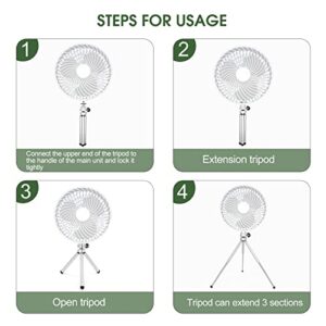 Maelifu Camping Fan with LED Light 3 Speeds, 6.5inch Flexible Tripod Rechargeable Outdoor Fan Portable, Tent Fans for Camping Outdoor Bedroom Table Picnic Barbecue Travel (White)