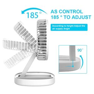 Foldaway Desk Fan,Portable Rotation Fan 7 Inch Height Adjustable Table Fan Rechargeable Fan Ultra Lightweight Portable Fan with 3 Speed & for Outdoor Camping Travel, Home, Office, Kitchen