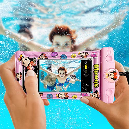 Waterproof Case Catoon Mini Mouse,Waterproof Phone Pouch Compatible for iPhone 13 12 11 Pro Max XS Max XR X 8 7 6S Samsung Galaxy s10 S22 S21 S20 Google Up to 7.8", IPX8 Cellphone Dry Bag Blue