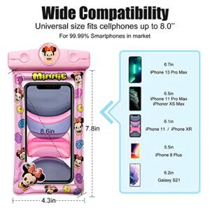 Waterproof Case Catoon Mini Mouse,Waterproof Phone Pouch Compatible for iPhone 13 12 11 Pro Max XS Max XR X 8 7 6S Samsung Galaxy s10 S22 S21 S20 Google Up to 7.8", IPX8 Cellphone Dry Bag Blue