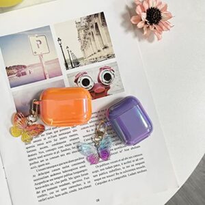 Fycyko Compatible with AirPods Case Cover,Butterfly Colorful Cute Luxury Plating for AirPod Case with Keychain Soft TPU Protective Case for Women Girls Design for AirPods 1&2 Purple