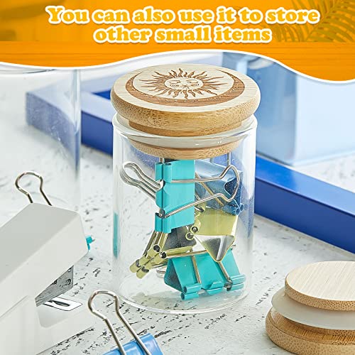 2 Packs Glass Storage Jar with Decorative Airtight Bamboo Lid Multi Use Container Glass Jar Set Kitchen Canisters Food Cereal Storage for Candy Cookie Coffee Tea, 1/8 oz