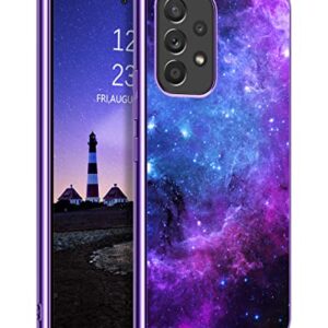 GUAGUA Compatible with Samsung Galaxy A53 5G Case 6.5 Inch Glow in The Dark Noctilucent Luminous Space Nebula Slim Fit Cover Protective Anti Scratch Cases for Galaxy A53, Blue Nebula