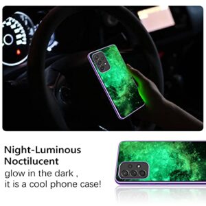 GUAGUA Compatible with Samsung Galaxy A53 5G Case 6.5 Inch Glow in The Dark Noctilucent Luminous Space Nebula Slim Fit Cover Protective Anti Scratch Cases for Galaxy A53, Blue Nebula