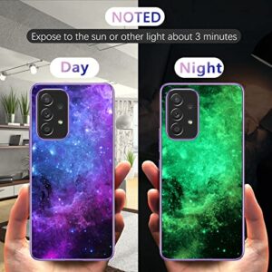 GUAGUA Compatible with Samsung Galaxy A53 5G Case 6.5 Inch Glow in The Dark Noctilucent Luminous Space Nebula Slim Fit Cover Protective Anti Scratch Cases for Galaxy A53, Blue Nebula