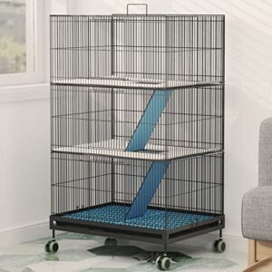 kingbo 3-tier ferret cage with 3 front doors, 23" × 17" × 39" wire cage, animal cage for hamster, rat, chinchilla, squirrel, gerbil, rabbit, sugar glider cage with wheels (black)