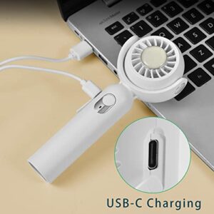 UltraTac Portable Necklace Mini Fan, Powerful Handheld Fan, USB-C Rechargeable Hands-free Personal Fan, Battery Powered Desk Fan, 3 Speeds for Kids Girls Woman Home Office Outdoor Travel Camping