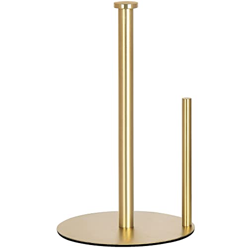 Gold Paper Towel Holder Countertop, OBODING, Gold Kitchen Paper Towel Holder Stand for Kitchen and Bathroom Organization, Stainless Steel Paper Towel Holders for Standard and Large Rolls (Golden)