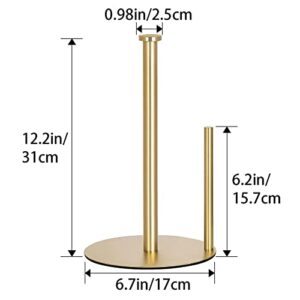 Gold Paper Towel Holder Countertop, OBODING, Gold Kitchen Paper Towel Holder Stand for Kitchen and Bathroom Organization, Stainless Steel Paper Towel Holders for Standard and Large Rolls (Golden)