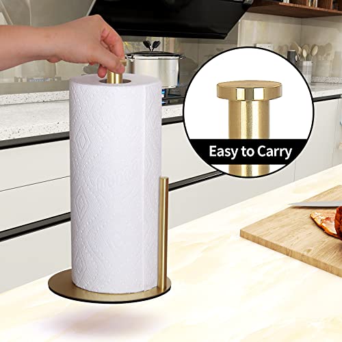 Gold Paper Towel Holder Countertop, OBODING, Gold Kitchen Paper Towel Holder Stand for Kitchen and Bathroom Organization, Stainless Steel Paper Towel Holders for Standard and Large Rolls (Golden)