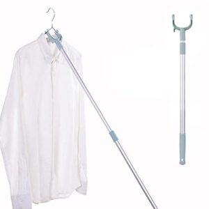 lifkome retractable clothes pole telescoping long reach sticks 60-102cm adjustable clothesline pole with hook clothes drying fork clothes hook pole for closet household balcony use