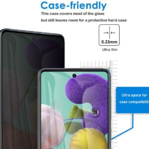 [2-Pack] Tempered Glass Privacy Screen Protector for Samsung Galaxy A53/ A52 / A51 /S20 FE, Anti-Spy 9H Protector Film for Galaxy A53 5G A52(4G/5G) A51 S20 FE 6.5", Case Friendly Easy Install - Black